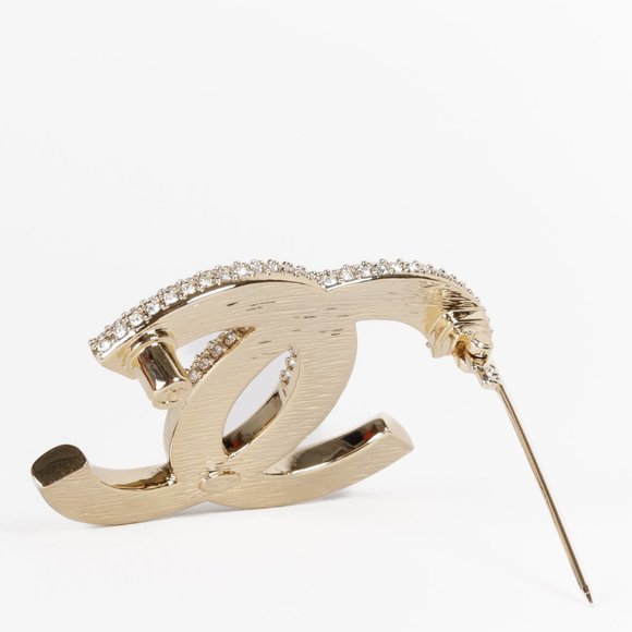 CHANEL | Jewelry | Chanel 223 Cc Champagne Gold Crystal Brooch | Poshmark